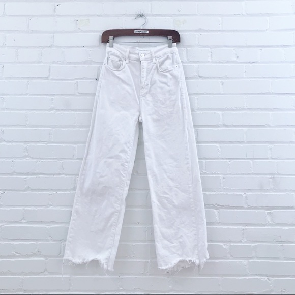Zara | Jeans | Zara White Denim Wide Leg Unfinished Hem | Poshmark